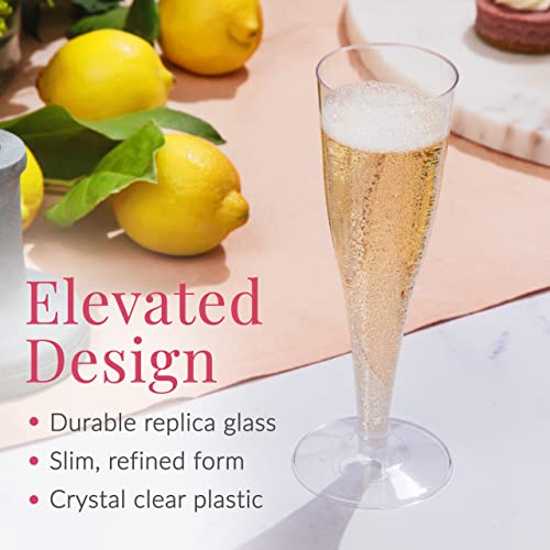 100 Plastic Champagne Flutes Disposable | Clear Plastic Glasses for Parties | Toasting and Mimosa Glasses | Wedding Party Bulk Pack | New Years Eve Party Supplies 2023