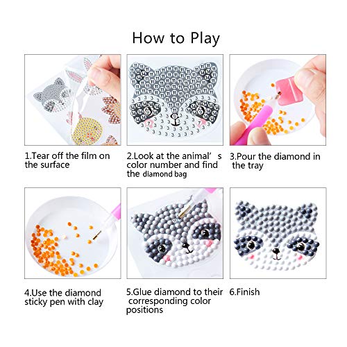 sinceroduct 5D DIY Kids Animal Diamond Painting Stickers Beginner Diamond Painting Kits, Digital Diamond Paint