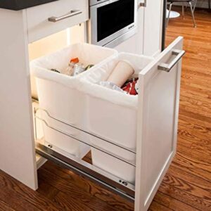 Rok Kitchen Cabinet Smooth Soft Close Double 36 Qt. Heavy Duty Waste Recycle Bin Trash Can Pull Out Organizer Container