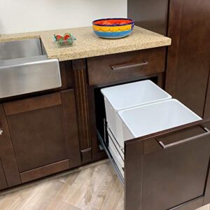 Rok Kitchen Cabinet Smooth Soft Close Double 36 Qt. Heavy Duty Waste Recycle Bin Trash Can Pull Out Organizer Container