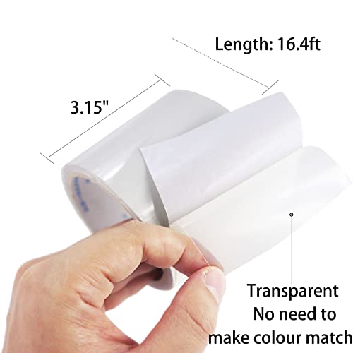 LANUCN Waterproof Tent Repair Tape Kit - PVC Coated Surface and Ultrastrong Sticky Tenacious Clear Tape, Fabric Repair Tape for Canvas Repair Tape, RV Awning Repair Tape, Boat Cover Repair Kit Etc.