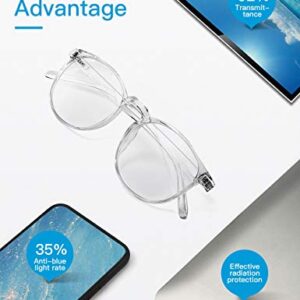 CNLO Blue light blocking Glasses,Computer Glasses,Gaming Glasses,TV Glasses，For UV Protection, Anti Eyestrain,Lightweight Frame Eyewear,Men/Women (Crystal)