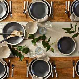 Stone Lain 16-Piece Stoneware Dinnerware, 2-Tone, Speckles, Dark Gray and Cream, 16 Piece Set