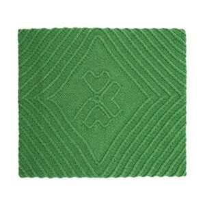 SAOL Irish Throw with Shamrock - 100% Merino Wool Aran Couch Blanket 48'' x 68'' (122 x 173 cm) (Green)