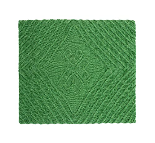 SAOL Irish Throw with Shamrock - 100% Merino Wool Aran Couch Blanket 48'' x 68'' (122 x 173 cm) (Green)