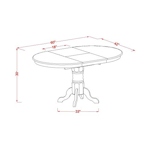 East West Furniture AVAB7-OAK-04 7Pc Oval 42/60" Dinette Table With 18 In Butterfly Leaf And 6 Parson Chair With Oak Leg And Linen Fabric Light Fawn, 7