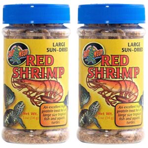 Zoo Med 2 Pack of Large Sun-Dried Red Shrimp, 0.5 Ounces Each, Treat for Large Tropical Fish and Aquatic Turtles