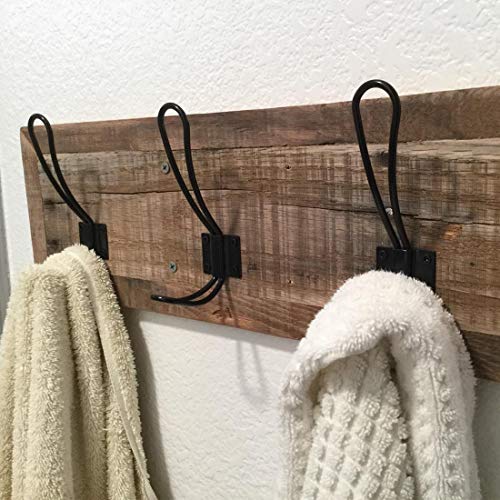 Keadic 6 Pack Heavy Duty Rustic Black Coat Hooks Kit with Screws and Expansion Screws Included for Hanging Look (Black - 6 Pack)