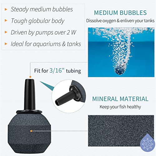 Pawfly Aquarium 0.8 Inch Air Stone Ball Bubble Diffuser Release Tool for Nano Air Pumps Small Buckets and Fish Tanks, 10 Pack