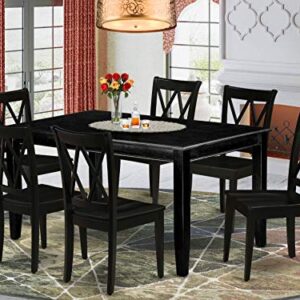 East West Furniture DUCL7-BLK-W Dining Table Set, 7-Piece