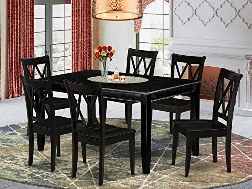 East West Furniture DUCL7-BLK-W Dining Table Set, 7-Piece