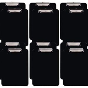 Black Plastic Clipboards, 12 Pack, Durable, 12.5 x 9 Inch, Low Profile Clip, by Better Office Products, Black, Set of 12