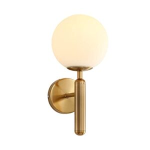 kco lighting gold modern wall sconce golden mid century industrial matte globe glass wall light for bedroom vanity light (wall lamp)