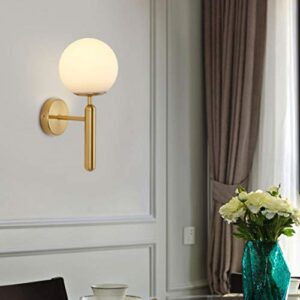 KCO Lighting Gold Modern Wall Sconce Golden Mid Century Industrial Matte Globe Glass Wall Light for Bedroom Vanity Light (Wall Lamp)