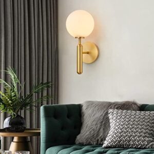 KCO Lighting Gold Modern Wall Sconce Golden Mid Century Industrial Matte Globe Glass Wall Light for Bedroom Vanity Light (Wall Lamp)