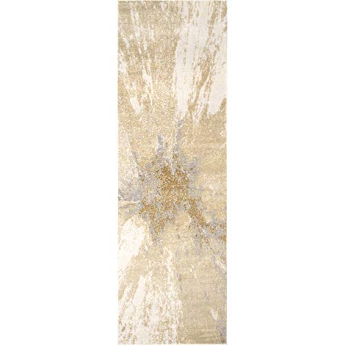 nuLOOM Cyn Abstract Runner Rug, 2' 8" x 8', Gold