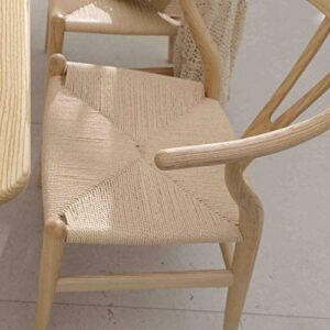 VODUR Wishbone Chair Natural Solid Wood Dining Chairs/Hans Vegner Y Chair Rattan and Wood Accent Armrest Chair (Ash Wood + Natural Wood Color)