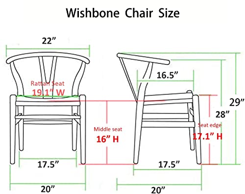 VODUR Wishbone Chair Natural Solid Wood Dining Chairs/Hans Vegner Y Chair Rattan and Wood Accent Armrest Chair (Ash Wood + Natural Wood Color)