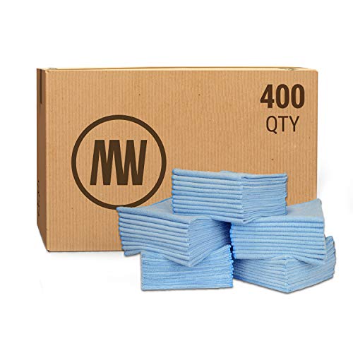 Bulk 12” X 12” Economy All Purpose Microfiber Towels Wholesale - Case Quantity (400 Count) | No Fraying | High Density Microfiber | Zero Chemical Cleaner | Long-Lasting (Blue