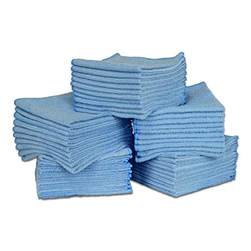 Bulk 12” X 12” Economy All Purpose Microfiber Towels Wholesale - Case Quantity (400 Count) | No Fraying | High Density Microfiber | Zero Chemical Cleaner | Long-Lasting (Blue