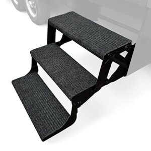 prest-o-fit 3-pack 2-4122 ruggids rv step rug black granite 23 in. wide - 811602