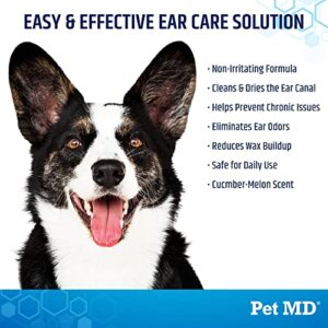 Pet MD Cat and Dog Ear Cleaner Wipes - Advanced Otic Veterinary Ear Cleaner Formula - Dog Ear Infection Treatment Helps Alleviate Ear Infections - 100 Alcohol Free Ear Wipes with Soothing Aloe Vera