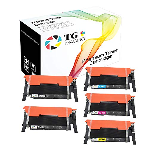 TG Imaging (5-Pack-Set, 2B/C/Y/M) Compatible CLT406S CLT-406S Toner Cartridge Color-Set Used in Xpress CLX-3305FW CLX-3305W C460FW C410FW C410W C460W CLP-360 CLP-365 CLP-365W SL-C410W Printers