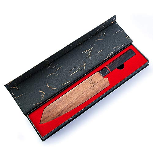 KATSU Kiritsuke Chef Knife - Damascus - Japanese Kitchen Knife - 8-inch - Handcrafted Octagonal Handle - Wood Sheath & Gift Box (Kritsuke Knife)