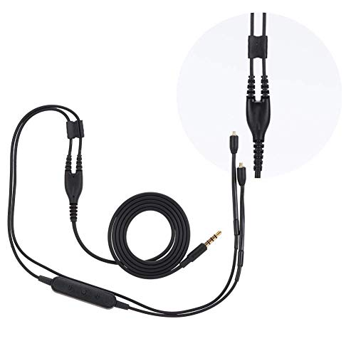 MMCX Replacement Headphone Cable, TPE Headphone Extension Cable with 3.5mm Plug for Shure se215 se425 se535 se846 ue900(Black with mic)