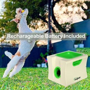 IDOGMATE Ball Launcher for Dogs, Automatic Dog Ball Thrower for Mini Dog with Rechargeable (Small Ball Thrower for Dogs with 3 Balls)