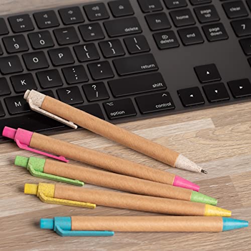 Simply Genius Pens in Bulk - 100 pack of Office Pens - Retractable Ballpoint Pens in Black Ink - Great for Schools, Notebooks, Journals & More (Eco friendly recycled material)