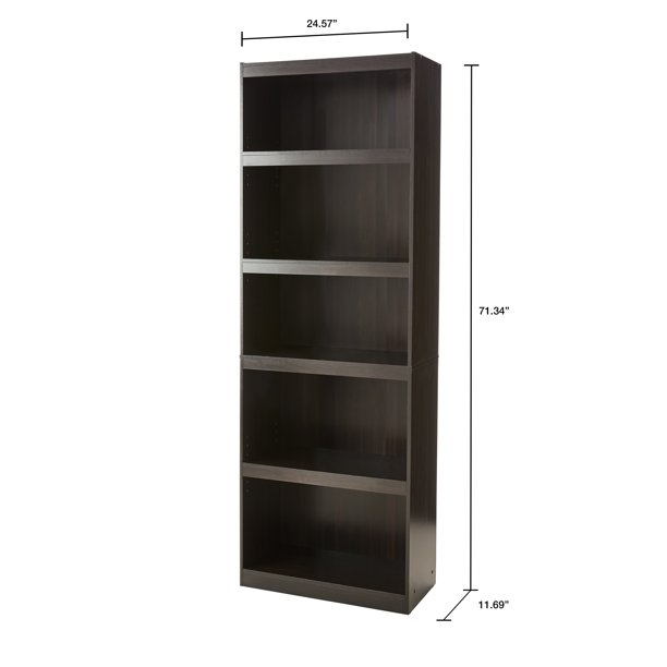 Mainstay 71" 5-Shelf Standard Bookcase, (Espresso + Free)