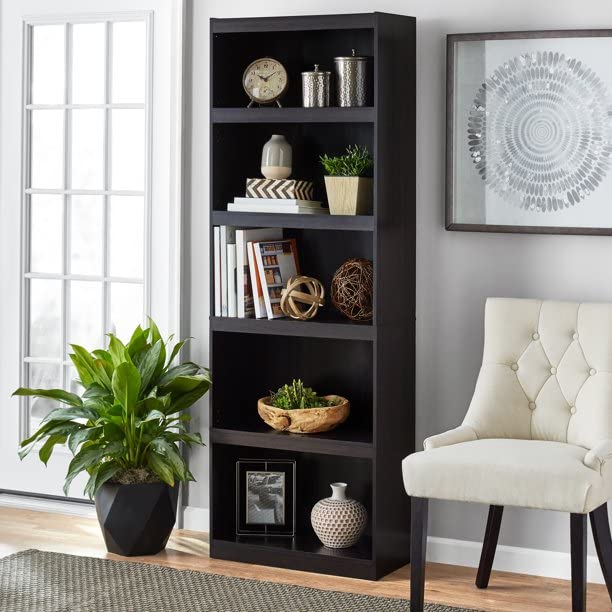 Mainstay 71" 5-Shelf Standard Bookcase, (Espresso + Free)