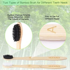 NUDUKO Biodegradable Bamboo Toothbrushes, 10 Piece BPA Free Soft Bristles Toothbrushes, Natural, Eco-Friendly, Green and Compostable