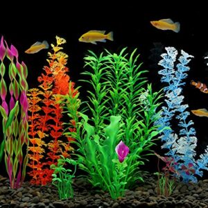 MyLifeUNIT Artificial Fish Tank Plants, 10 Pack Plastic Aquarium Plants Decorations