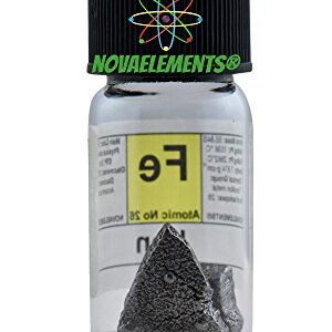 Iron Metal Element 26 Fe, Pieces 99.99% 5 Grams in Glass Vial with Label