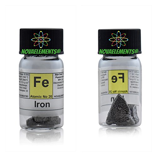 Iron Metal Element 26 Fe, Pieces 99.99% 5 Grams in Glass Vial with Label