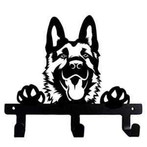 german shepherd portrait shaped black coated metal wall leash key hook for kitchen bathroom bedroom garage mud room