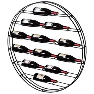 mygift 12 bottle modern black metal round wall mounted wine display rack