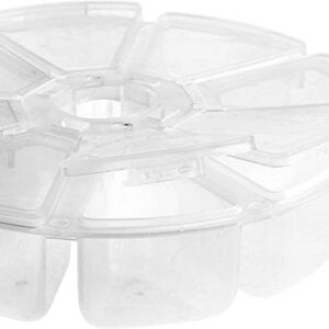 AKOAK 1 Pack Round 8-Compartment Storage Box, Easy to Carry, for Storing Earrings, Rings, Beads, Rhinestones, Pills and More (White)