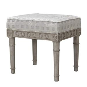 Jennifer Taylor Home Troy Upholstered Vanity Accent Stool, Silvery Check