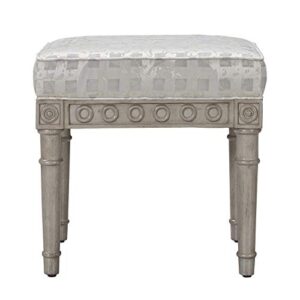 Jennifer Taylor Home Troy Upholstered Vanity Accent Stool, Silvery Check