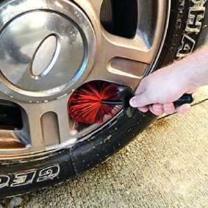 EZ Detail Brush Big - Red - Wheel Rim Cleaner for Cars, Bike, Trucks, Motorcycle, and Other Vehicles. Non-Scratch Auto Detailing Tool, Easily reaches Nook and Crannies