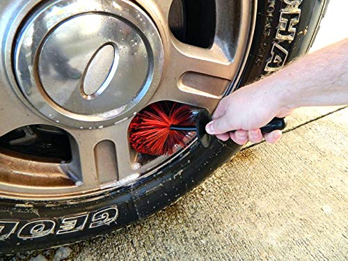 EZ Detail Brush Big - Red - Wheel Rim Cleaner for Cars, Bike, Trucks, Motorcycle, and Other Vehicles. Non-Scratch Auto Detailing Tool, Easily reaches Nook and Crannies