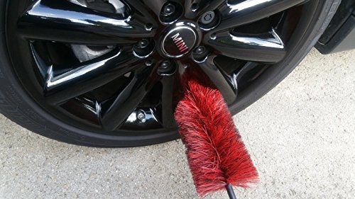 EZ Detail Brush Big - Red - Wheel Rim Cleaner for Cars, Bike, Trucks, Motorcycle, and Other Vehicles. Non-Scratch Auto Detailing Tool, Easily reaches Nook and Crannies