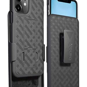 Aduro Combo Case & Holster for iPhone 11, Slim Shell & Swivel Belt Clip Holster, with Built-in Kickstand for Apple iPhone