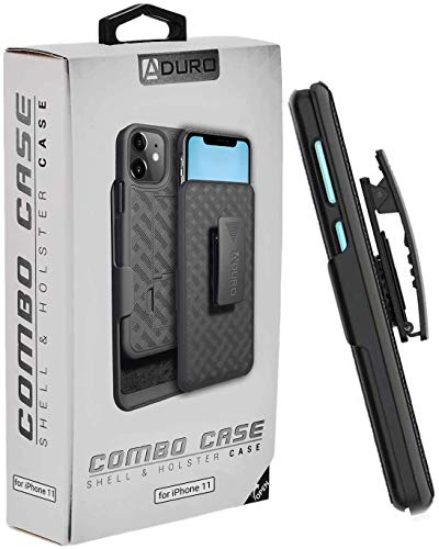 Aduro Combo Case & Holster for iPhone 11, Slim Shell & Swivel Belt Clip Holster, with Built-in Kickstand for Apple iPhone