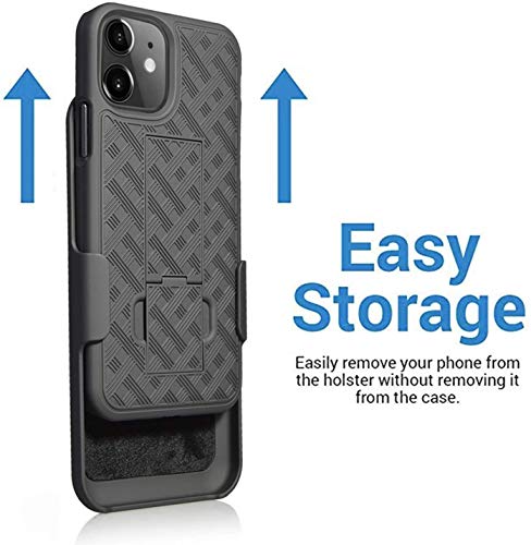 Aduro Combo Case & Holster for iPhone 11, Slim Shell & Swivel Belt Clip Holster, with Built-in Kickstand for Apple iPhone