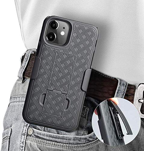 Aduro Combo Case & Holster for iPhone 11, Slim Shell & Swivel Belt Clip Holster, with Built-in Kickstand for Apple iPhone