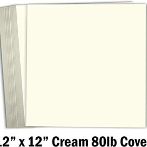 Hamilco Card Stock Scrapbook Paper 12x12 Cream Colored Cardstock 80lb Cover – 25 Pack